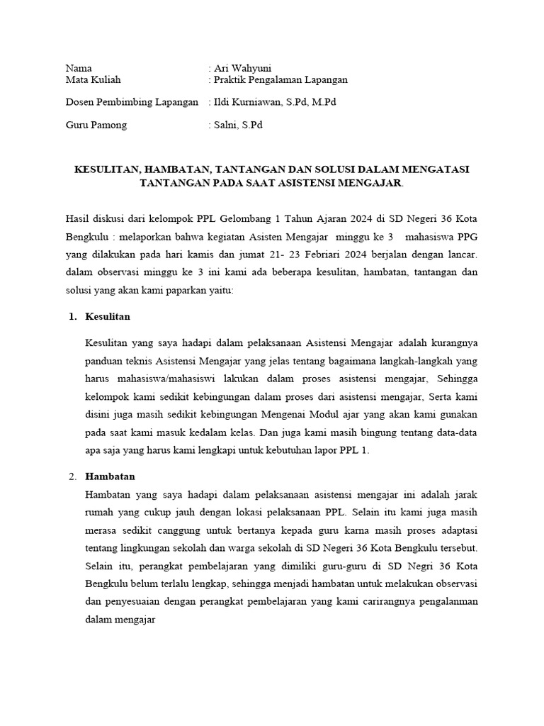 T3 - Kesulitan, Tantangan, Hambatan, Solusi | PDF | Karier & Perkembangan