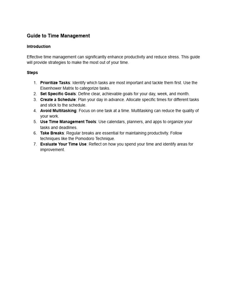 Guide To Time Management | PDF