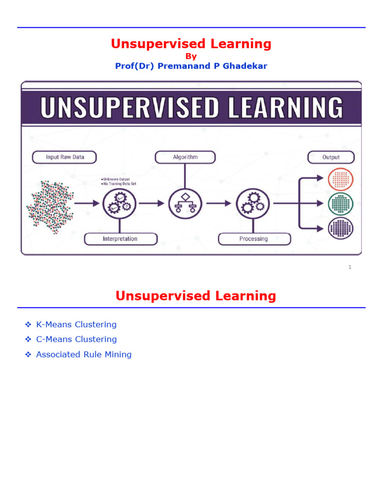 Unsupervised Learning 2024-PPG | PDF | Cluster Analysis | Fuzzy Logic Unsupervised Learning 2024-PPG | PDF | Cluster Analysis | Fuzzy Logic