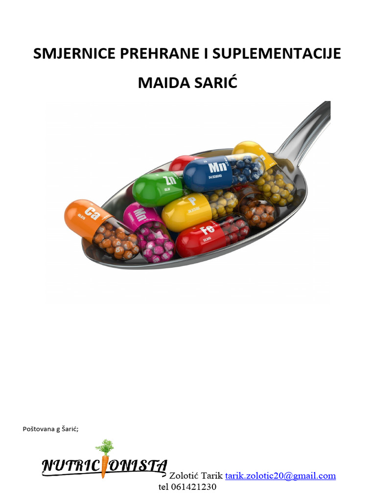 Smjernice Prehrane I Suplementacije Maida Šarić | PDF