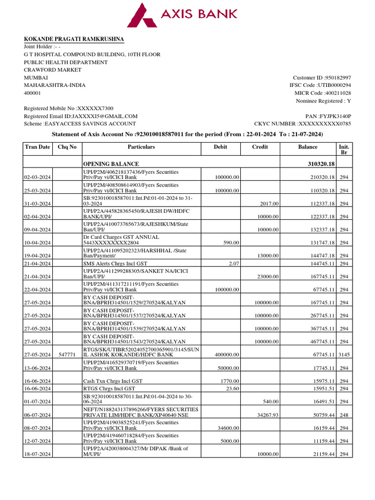 Six Month Bank Statement | PDF | Debit Card | Banks