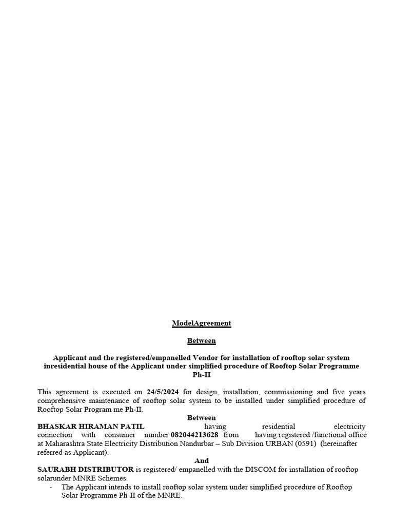 Model Agrrement Format Bahskar | PDF | Arbitration