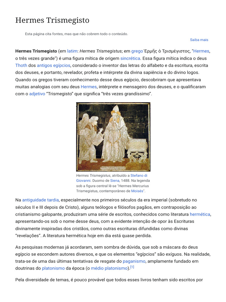 ⚕️ Hermes Trismegisto – Wikipédia, a enciclopédia livre | PDF | Hermes ...