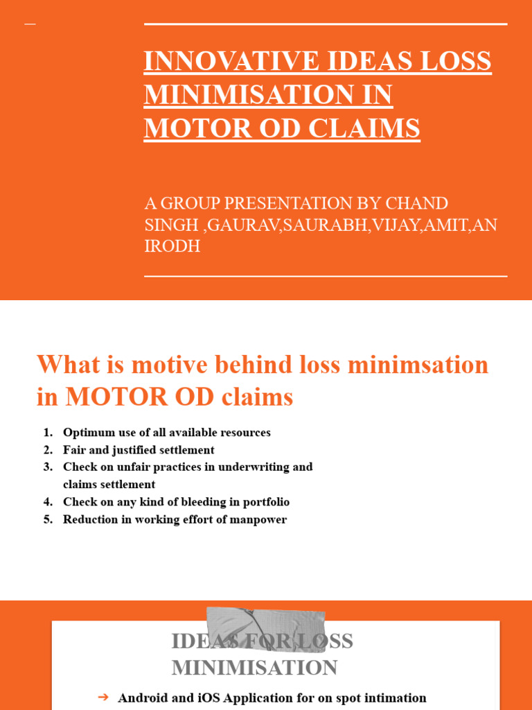 Innovative Loss Minimization in Motor Claims | PDF