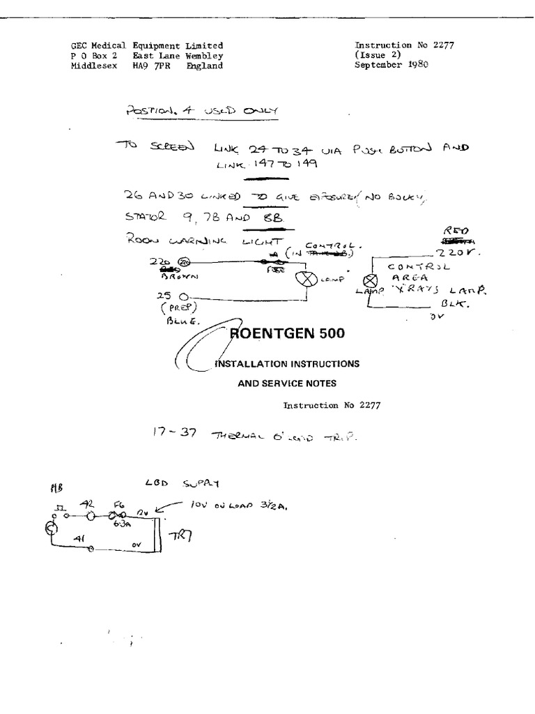 GEC Roentgen 500 X-Ray - Service Manual | PDF