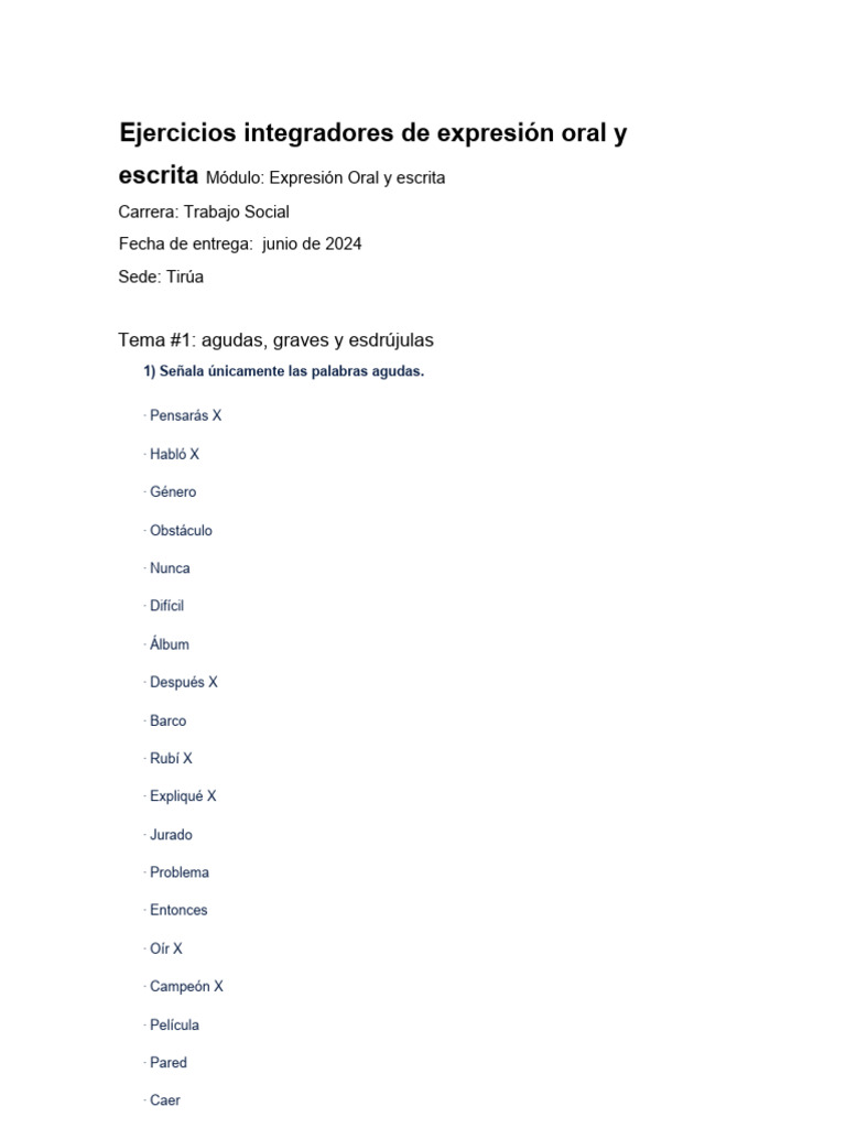 Ejercicios de Aprendizaje Integrador | PDF | Comunicación | Fonética