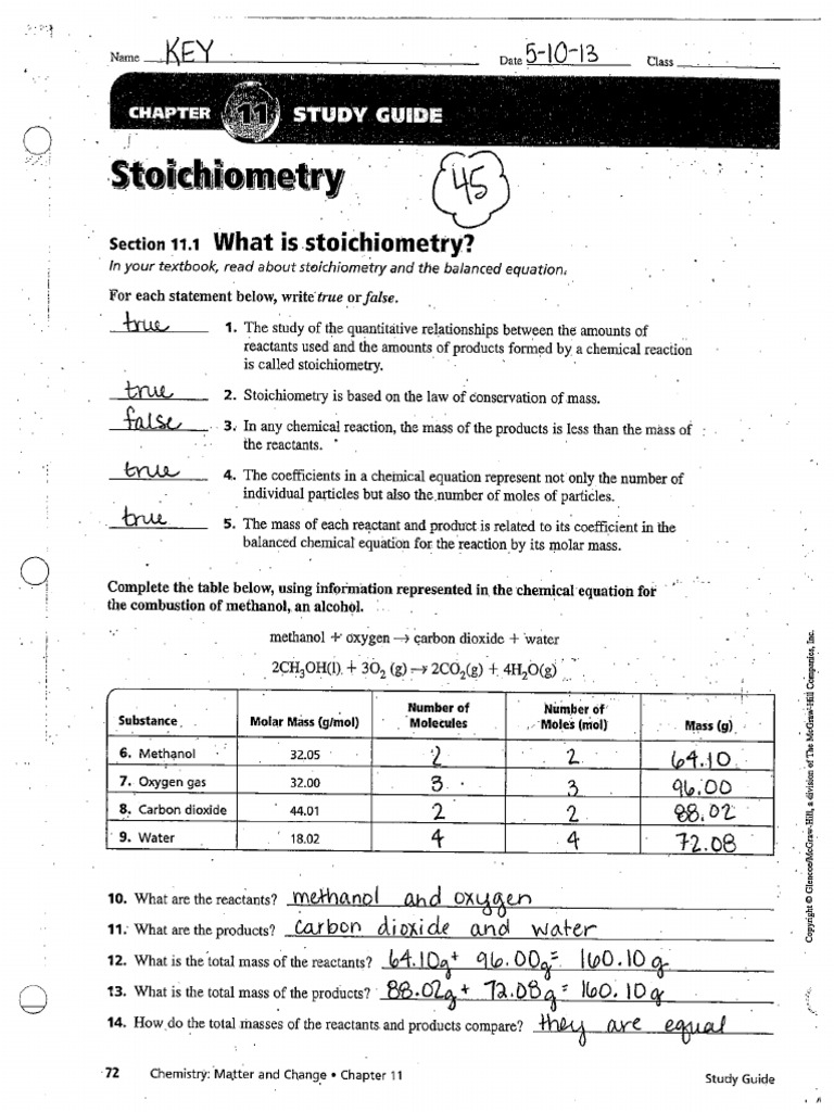 Ch. 11 Study Guide Answer Key | PDF