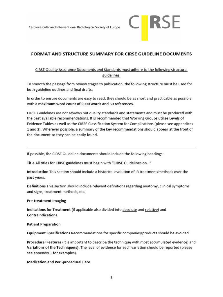 Structural Guidelines Cirse Sop Guideline Documents Pdf Randomized Controlled Trial