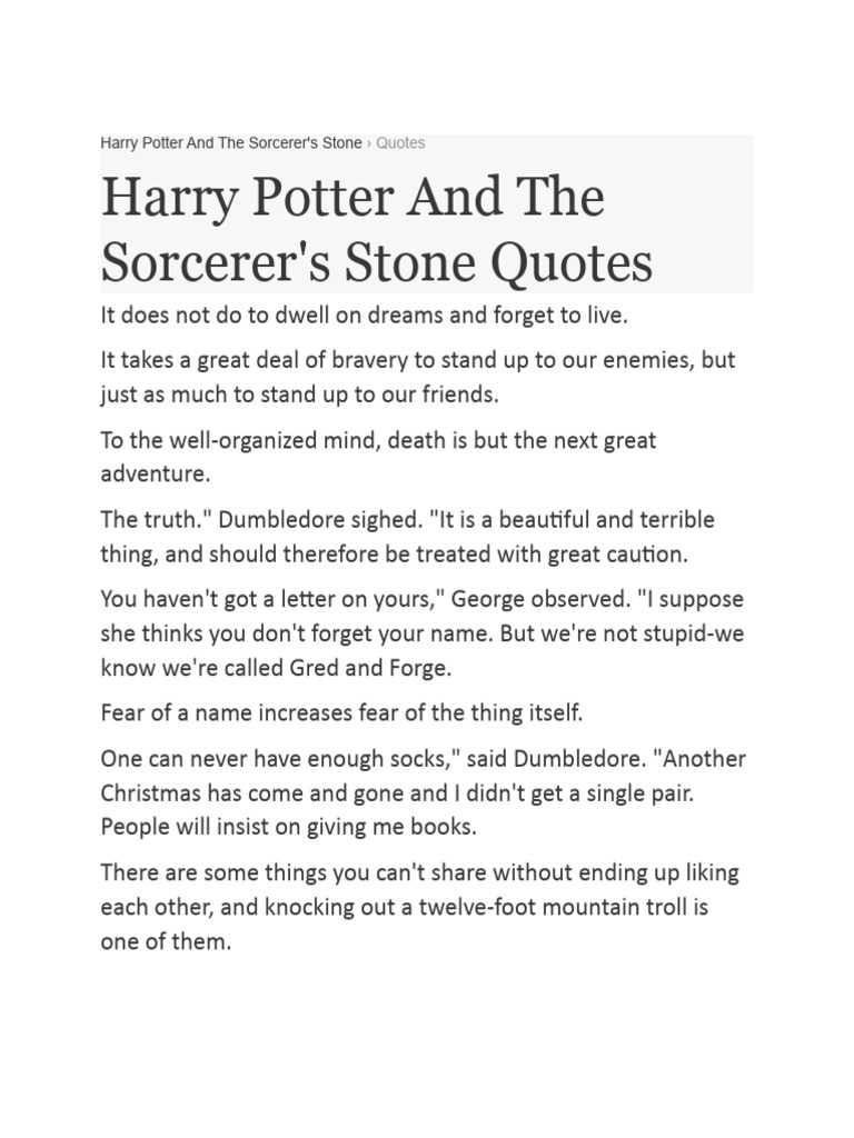 harry potter famous quotes book 1 | Download Free PDF | Contemporary ...