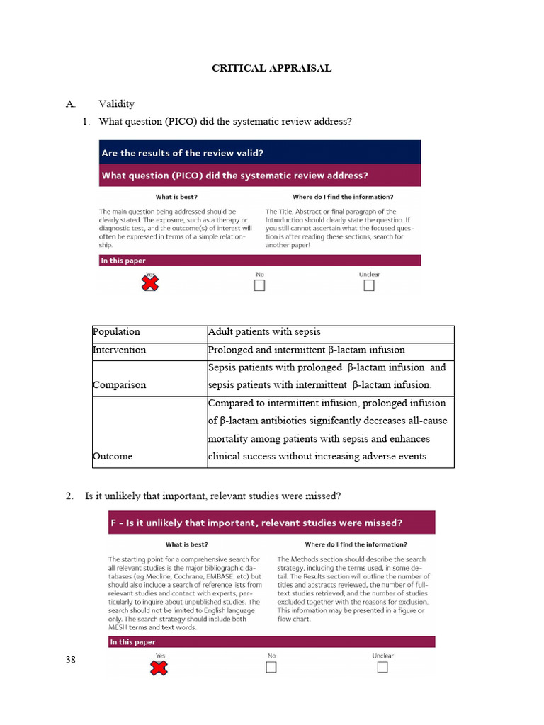 Critical Appraisal | PDF | Sepsis | Randomized Controlled Trial