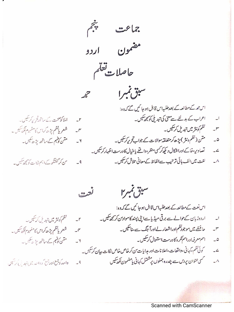 SLO's Urdu 5th | PDF
