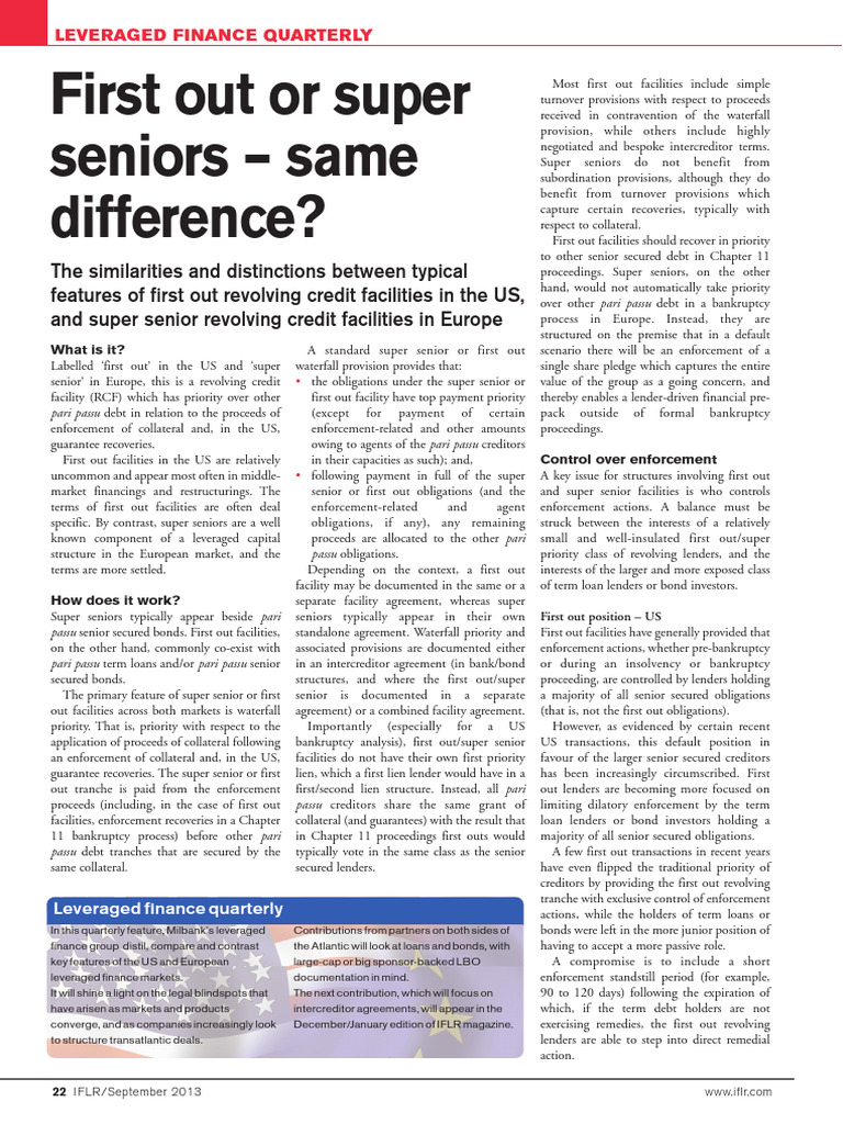 First Out or Super Seniors Same Difference | PDF | Debt | Loans