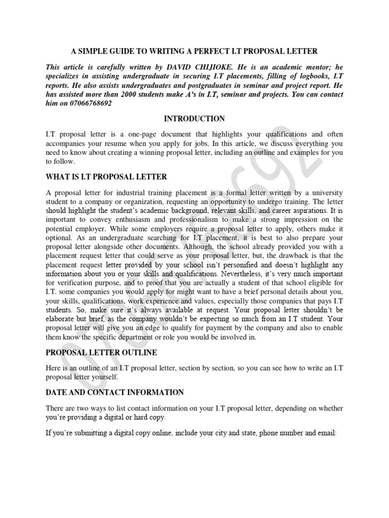A Simple Guide To Writing I.T Proposal Leter | PDF | Résumé | Employment