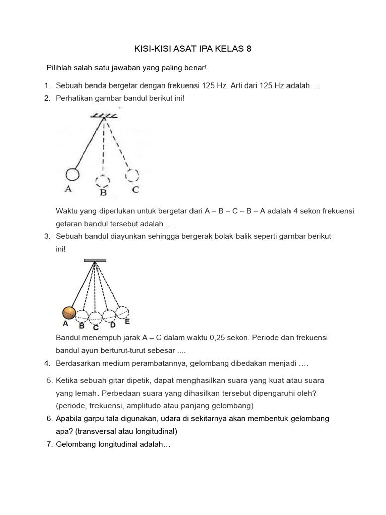 Kisi-Kisi Ipa Asat Kelas 8 | PDF | Seni