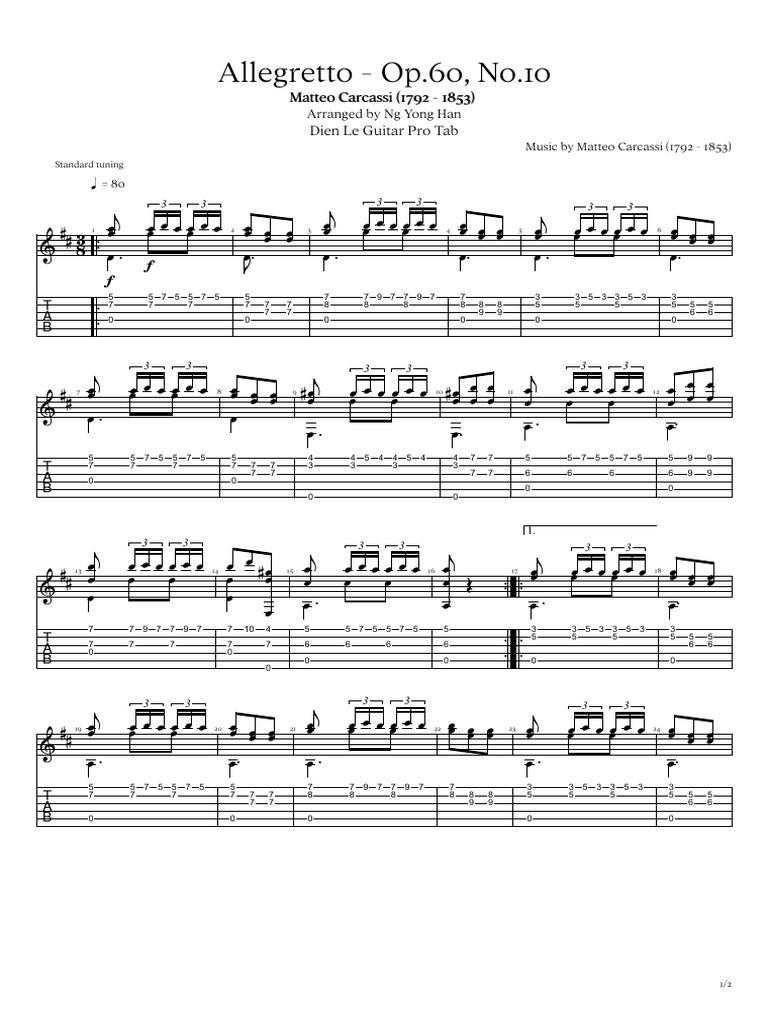 Allegretto - Op.60, No.10 - Matteo Carcassi (1792 - 1853) For Classical ...