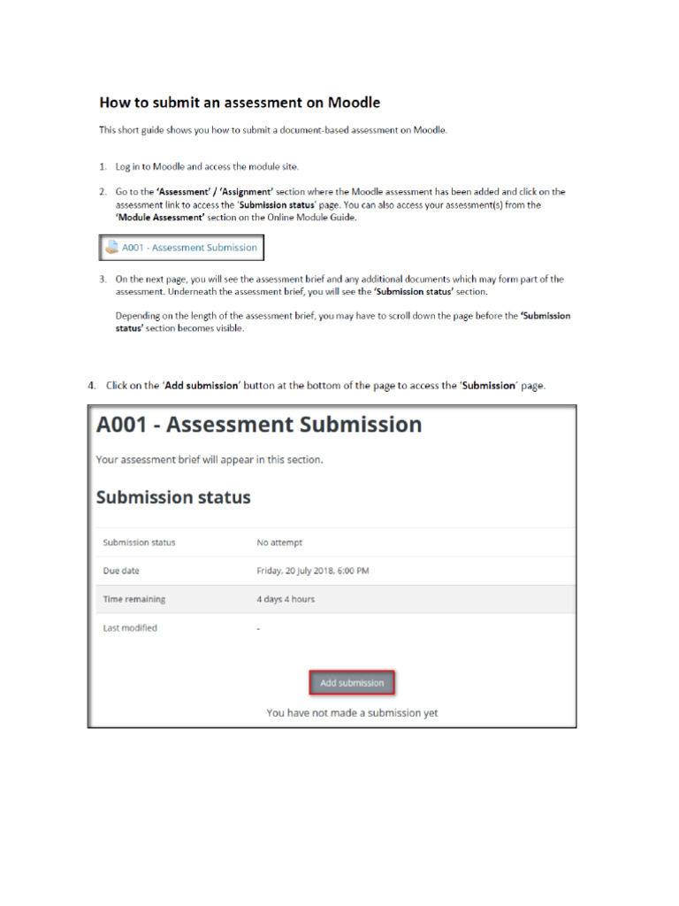 How To Submit Assignments Through Moodle | PDF
