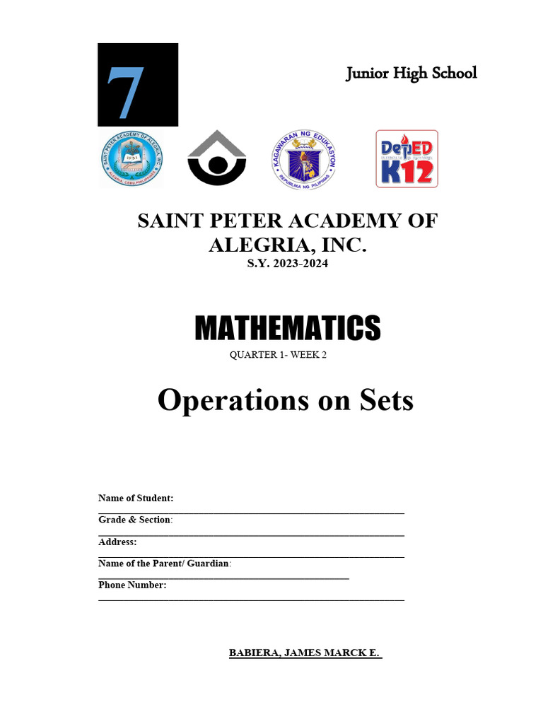 Math Week 2 Module | PDF | Intersection (Set Theory) | Learning