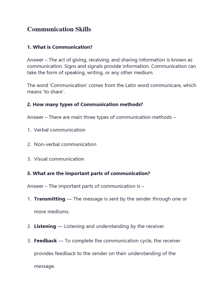 Ai 2 Communication Skills Pdf Communication Nonverbal Communication