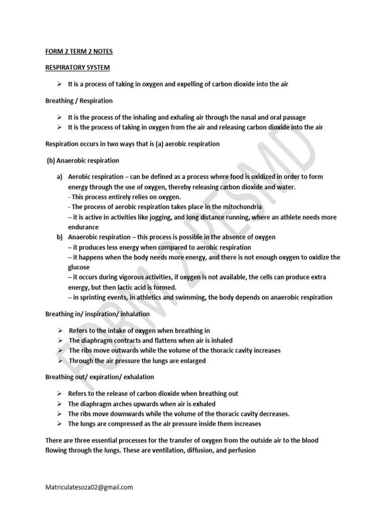 Form 2 Term 2 Notes | PDF | Respiratory Tract | Respiratory System