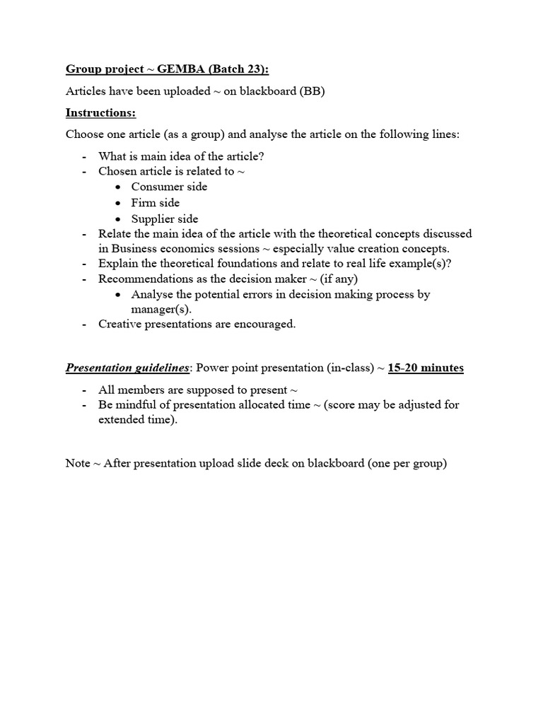 Instructions Group Project - GEMBA-23 | PDF | Business | Computers
