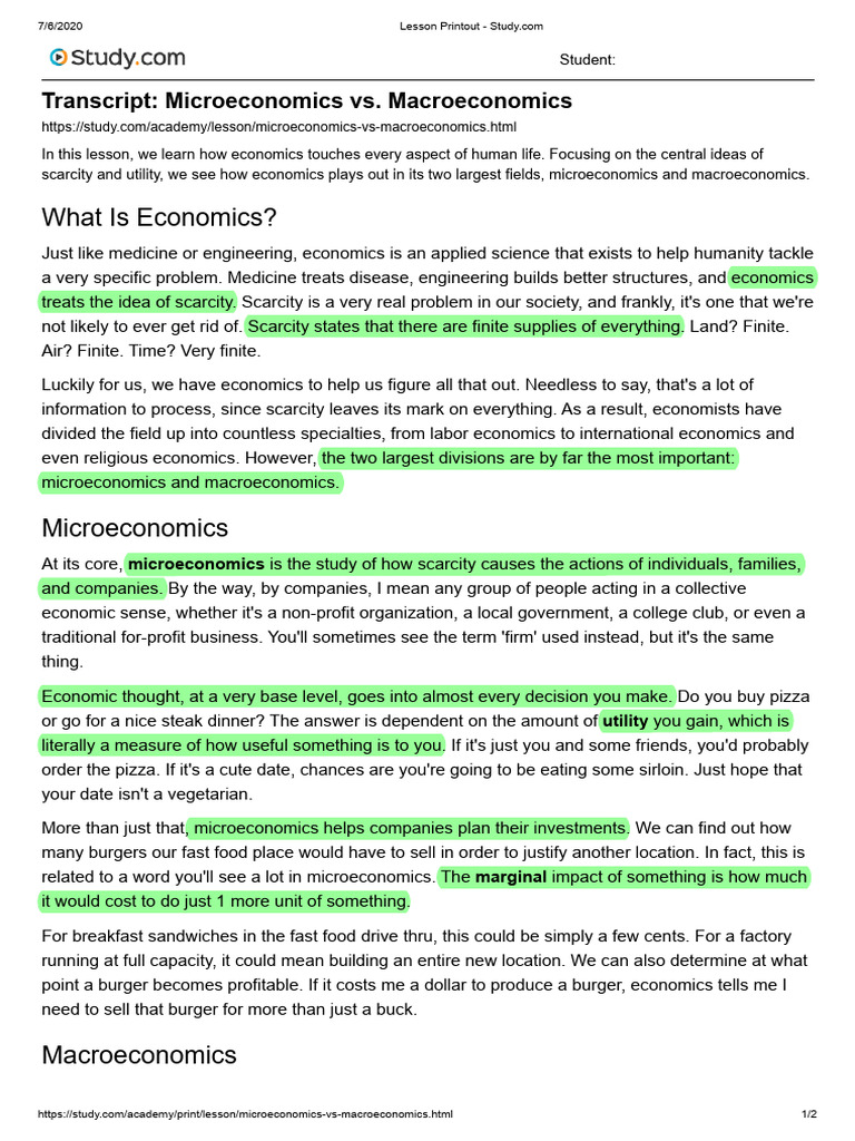 Macroeconomics Vs Microeconomics | PDF | Economics | Microeconomics