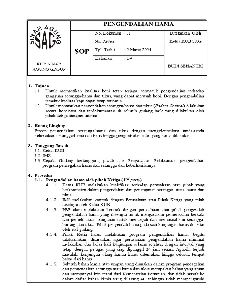 Sop Pengendalian Hama | PDF