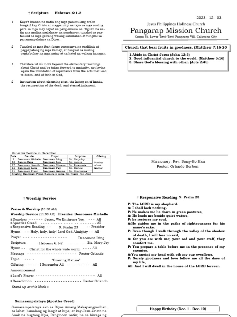 Sunday-Service-Program-1203 | Download Free PDF | Religious Belief And ...