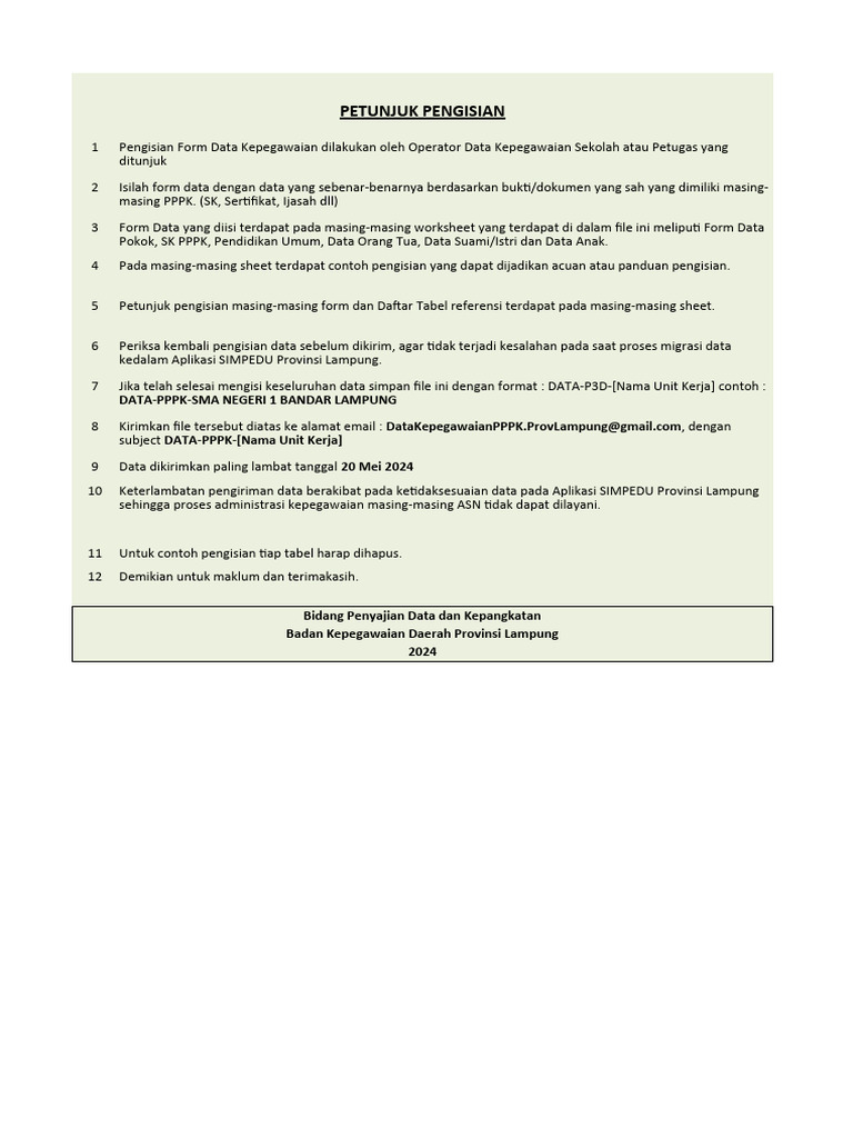 Format Isian Data Kepegawaian Untuk PPPK 2024 Wahyu Dwi Prastiyo Jadi | PDF