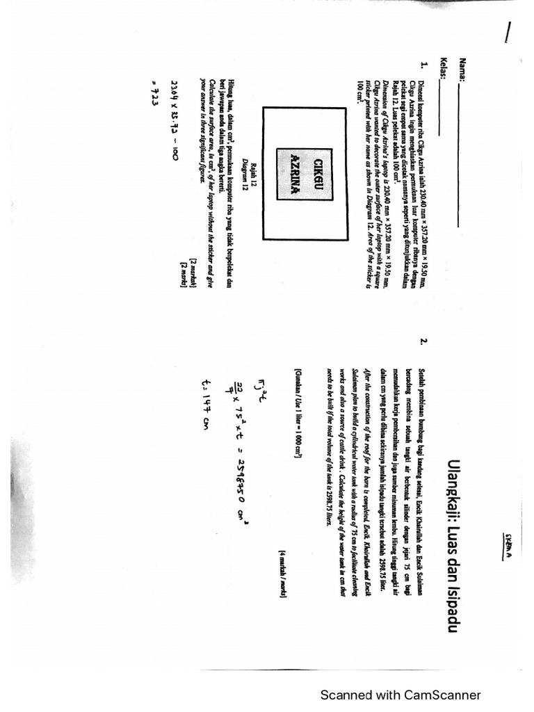 Skema Luas Dan Isipadu | PDF