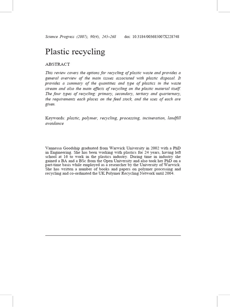 Plastic Recycling | PDF | Plastic | Recycling