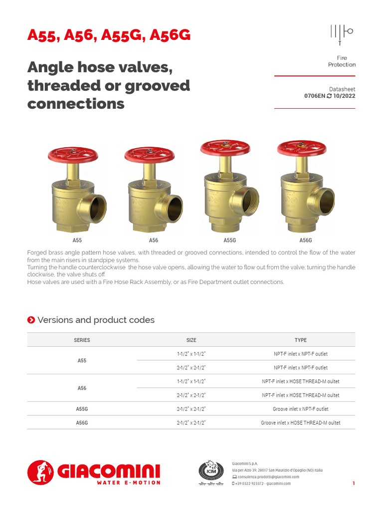 Angle Hose Valves Specifications Guide | PDF | Valve