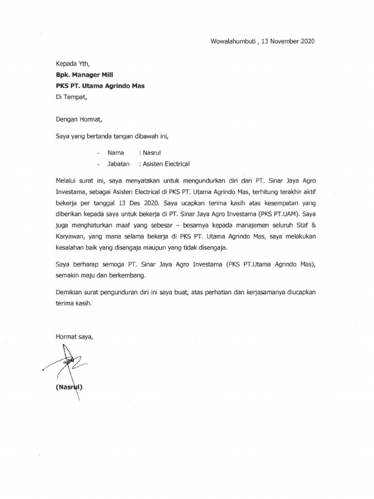 0 - Surat Resign | PDF