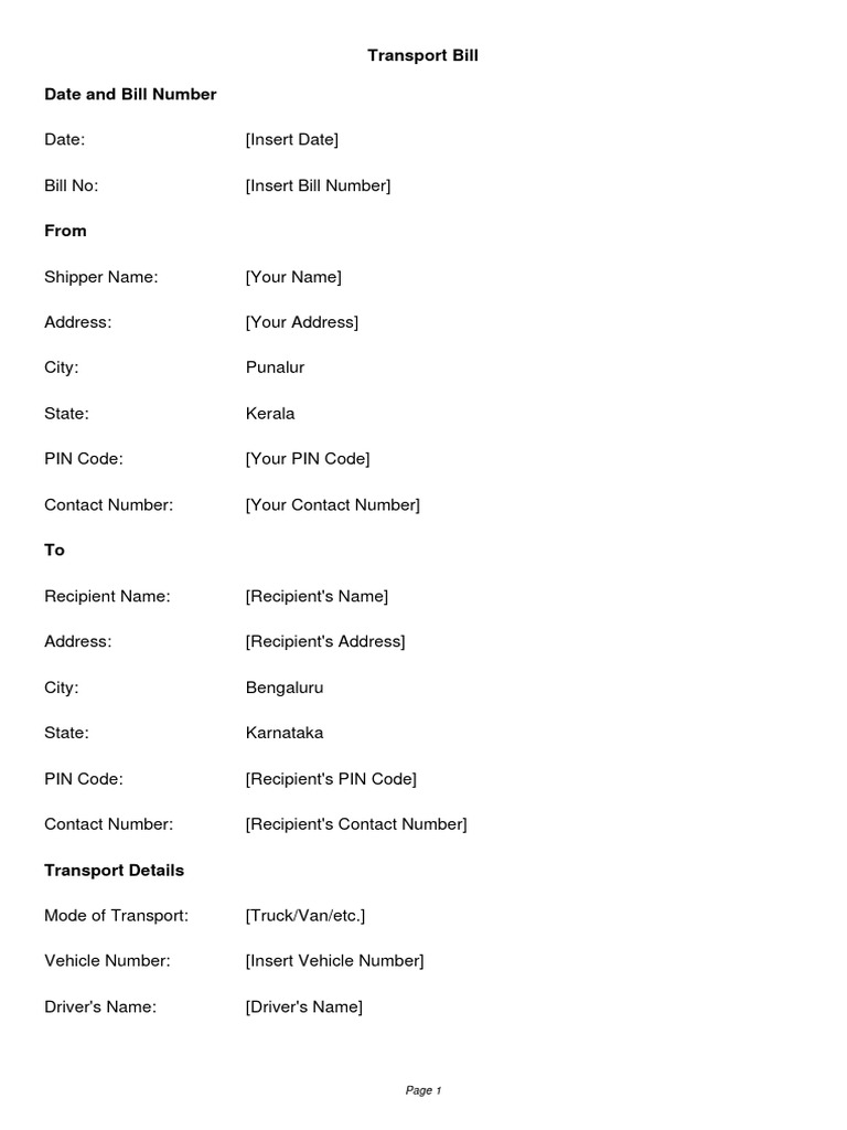 Transport Bill | PDF | Business | Finance & Money Management