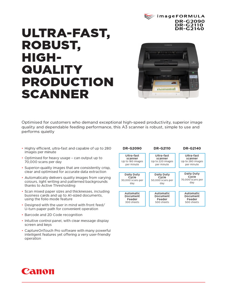 DR-G2090, DR-G2110, DR-G2140 Datasheet | PDF | Image Scanner | Computing