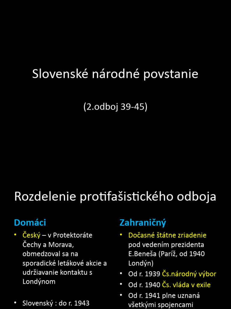 Slovenské Národné Povstanie: (2.odboj 39-45) | PDF