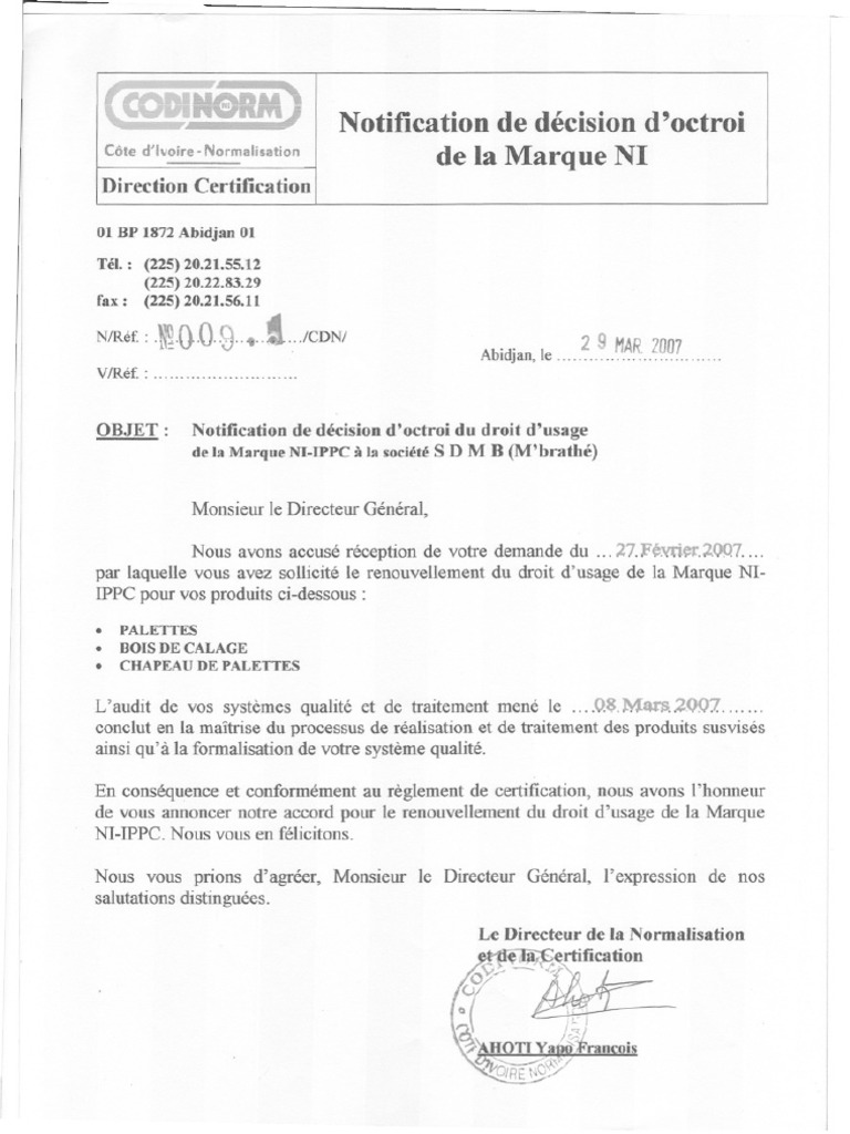 Notification de Certificat | PDF
