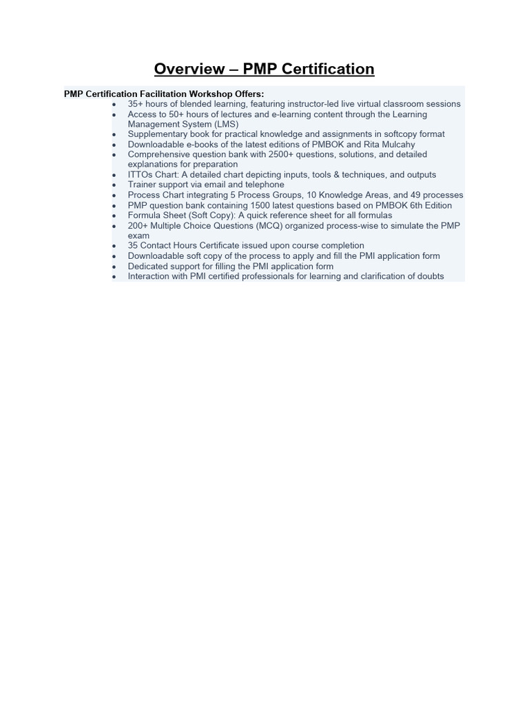 PMP Course Overview | PDF | Computers