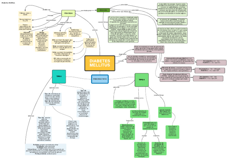 Mapa Mental do Diabetes Mellitus | PDF | Diabetes | Insulina