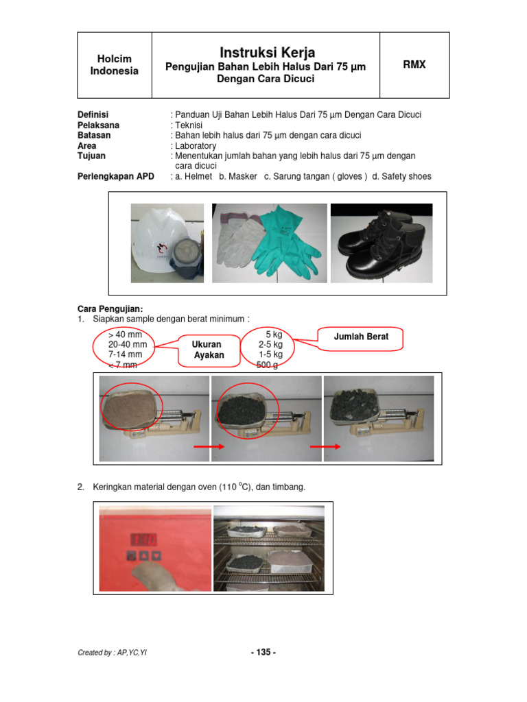 43WP - Pengujian Bahan Lebih Halus Dari 75um R1 | PDF