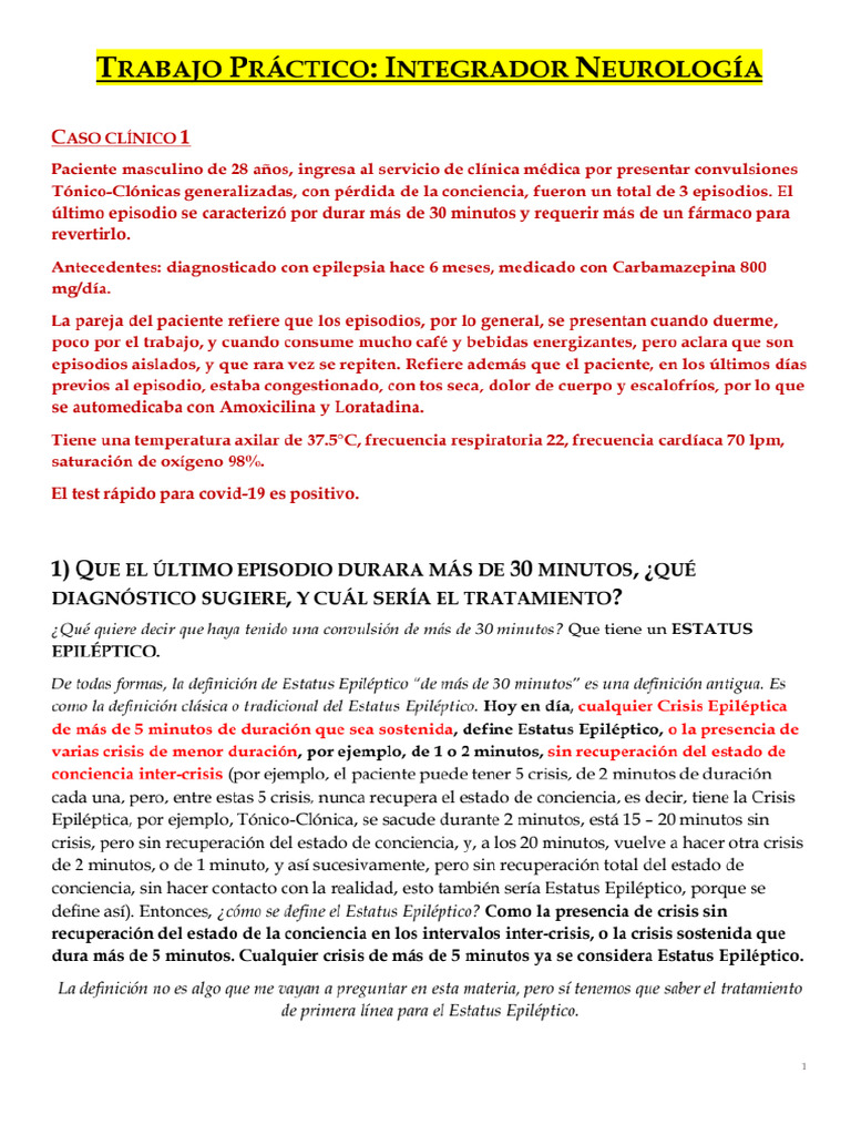 30 - Trabajo Práctico Integrador Neurología | PDF