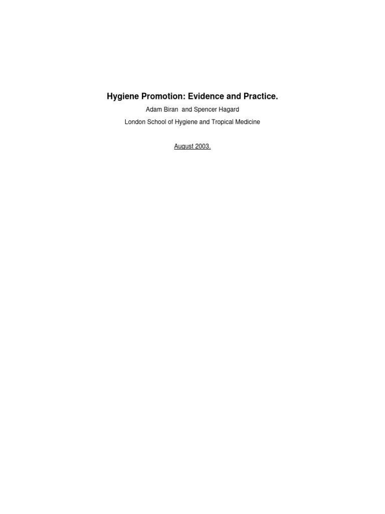Hygiene Promotion Evidence and Practice | PDF | Diarrhea | Sanitation