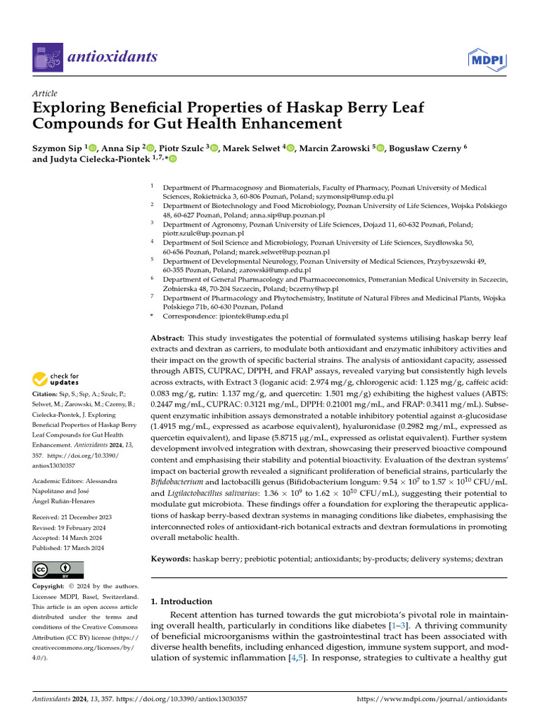 Exploring Beneficial Properties of Haskap Berry Leaf | PDF | Insulin Resistance | High ...