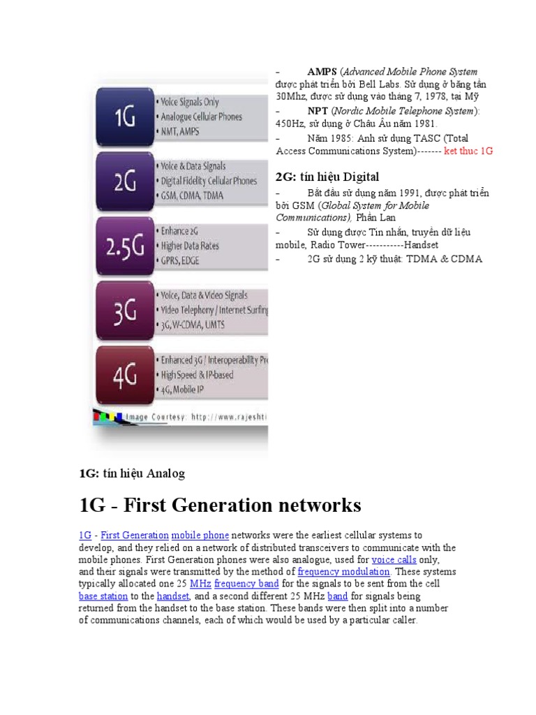 1G - First Generation networks: - - - 2G: tín hiệu Digital | PDF ...