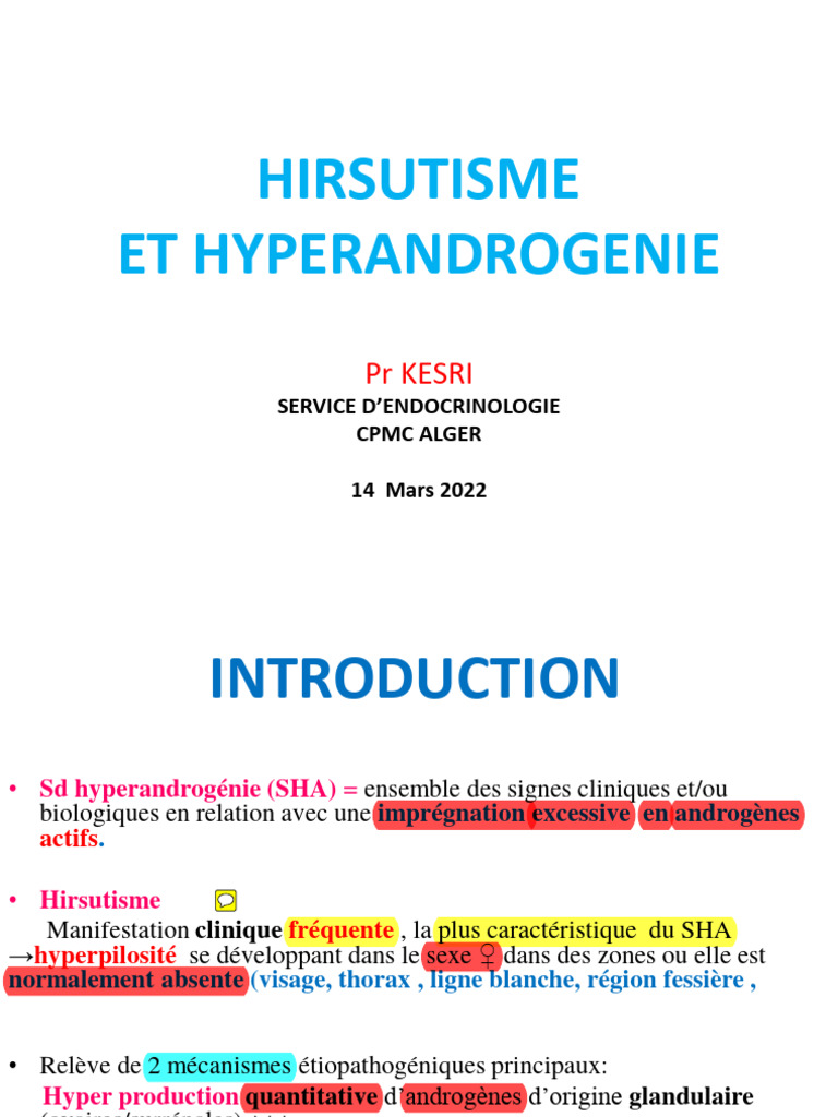 Hirsutisme et Hyperandrogénie Féminine | PDF | Testostérone | Syndrome ...