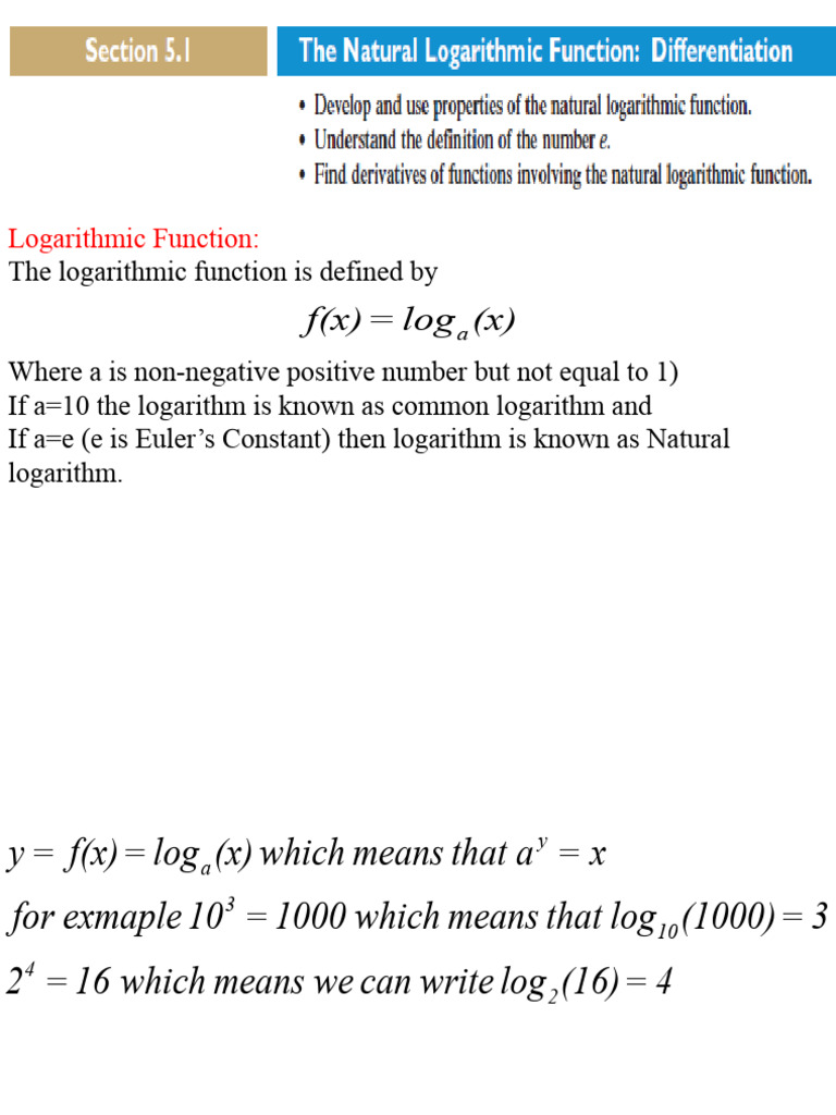 Exe 5.1 The Logarithm Function | PDF