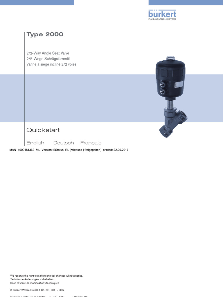 Burkert 2000 Quickstart | PDF | Valve | Leak