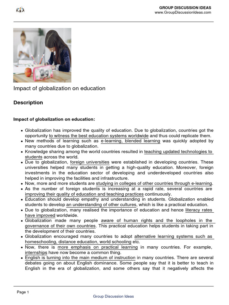 Impact of Globalization On Education | PDF | Globalization ...