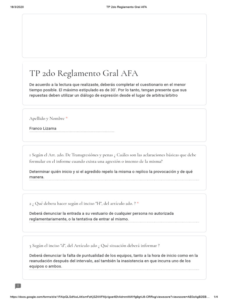 TP 2do Reglamento Gral AFA | PDF | Árbitro