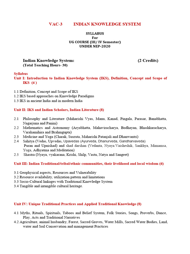VAC-3 Indian Knowledge System | PDF