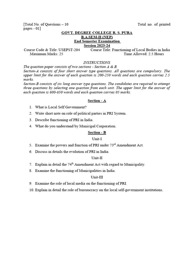 QP Usepst-204 | PDF | Career & Growth | Business